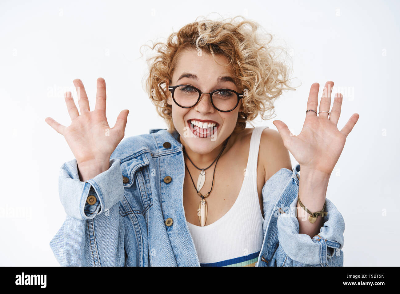 Ten points for your choice, nice job. Portrait of cheering and friendly ...