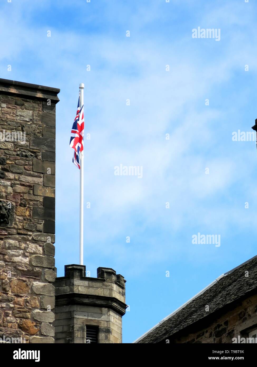 Union Jack hanging on mast, Stirling Castle, Scotland Stock Photo - Alamy