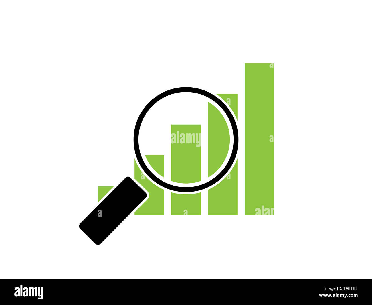 Green gorwing rising graph under magnifying glass Stock Photo - Alamy