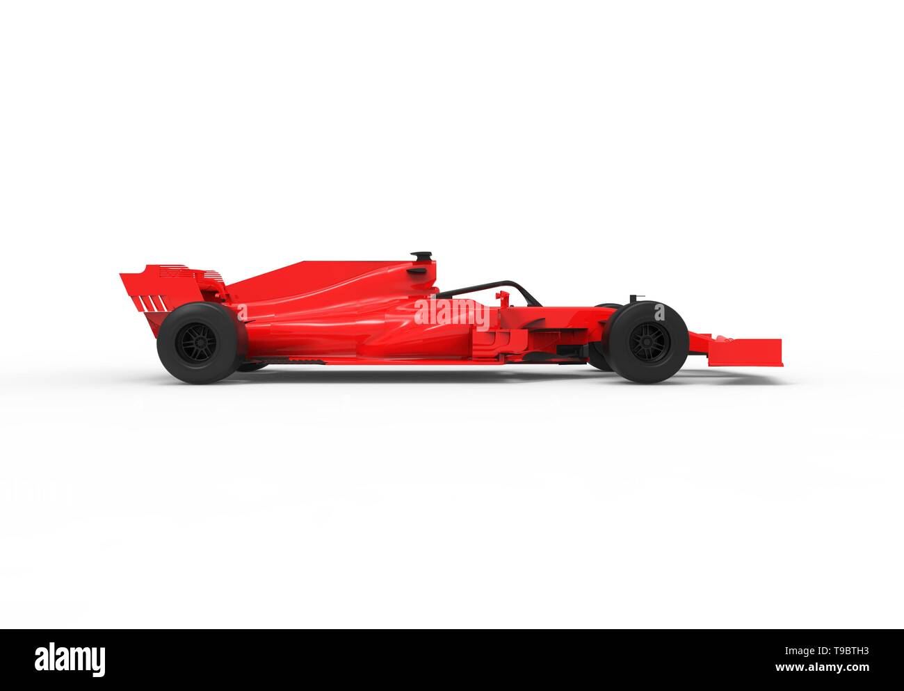 Detailed close up 3D rendering illustration of a modern red sports race ...