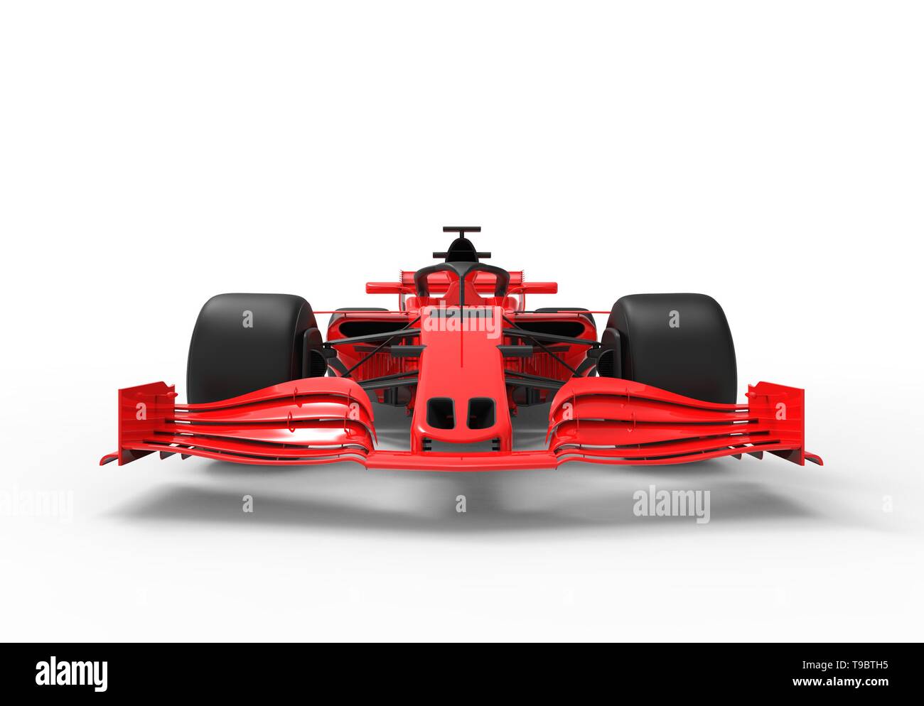 Detailed close up 3D rendering illustration of a modern red sports race ...