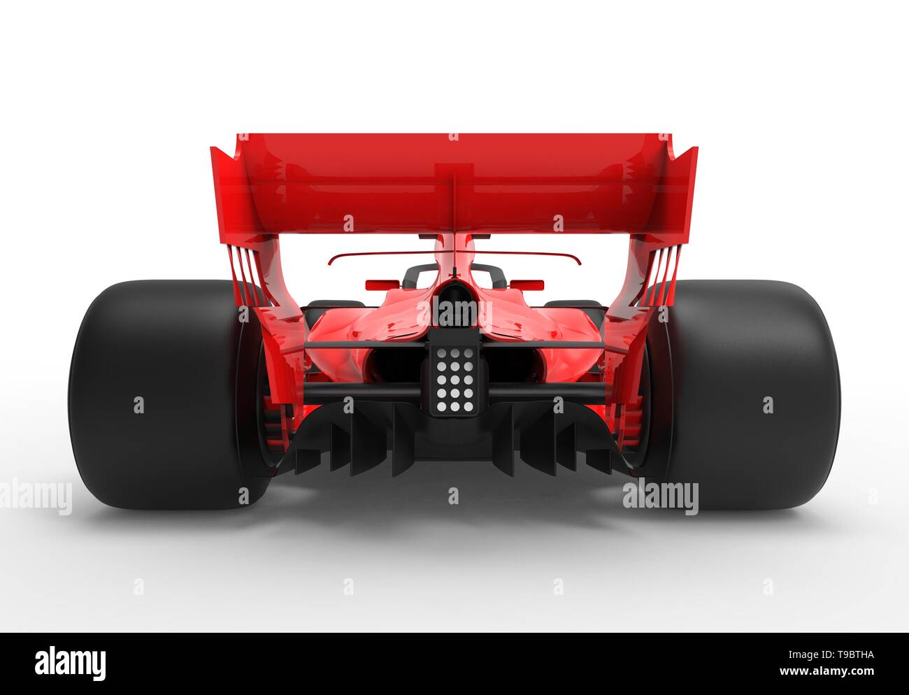 Detailed close up 3D rendering illustration of a modern red sports race ...