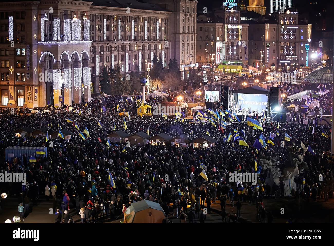 A lot of people on Maidan Nezalezhnosti during the revolution in Stock ...