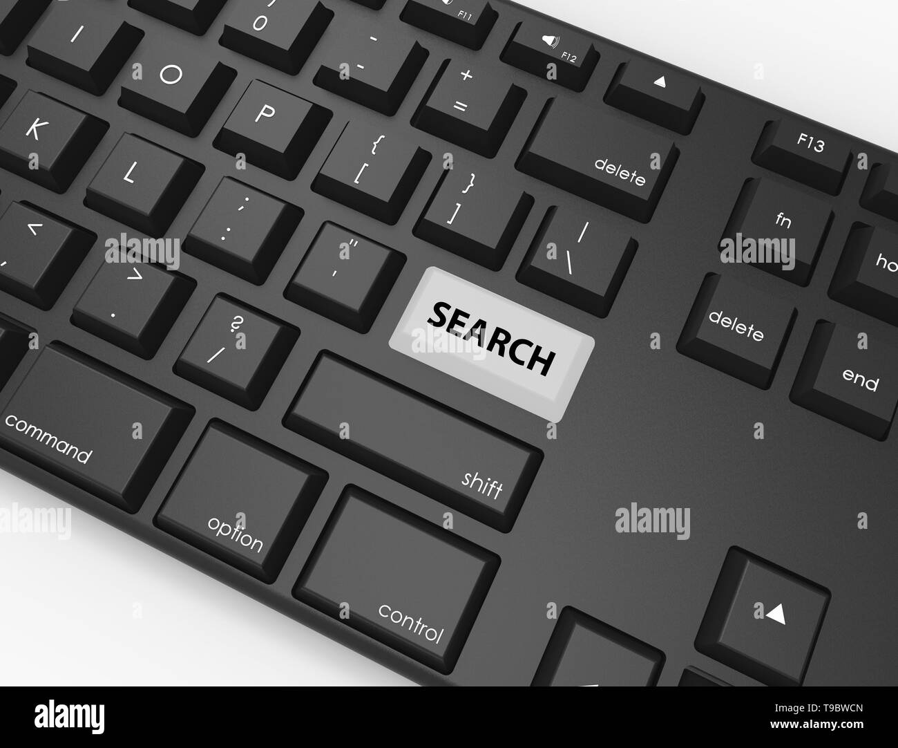 3d Rendering Illustration Of A Keyboard With A Highlighted Search