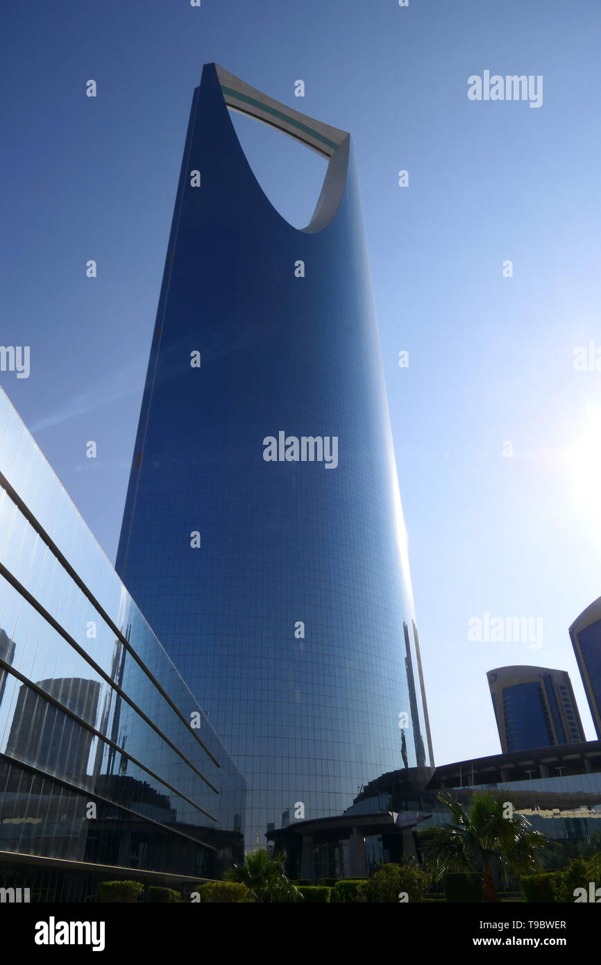 RIYADH, SAUDI ARABIA - DECEMBER 18, 2018: Front view of the Kingdom ...