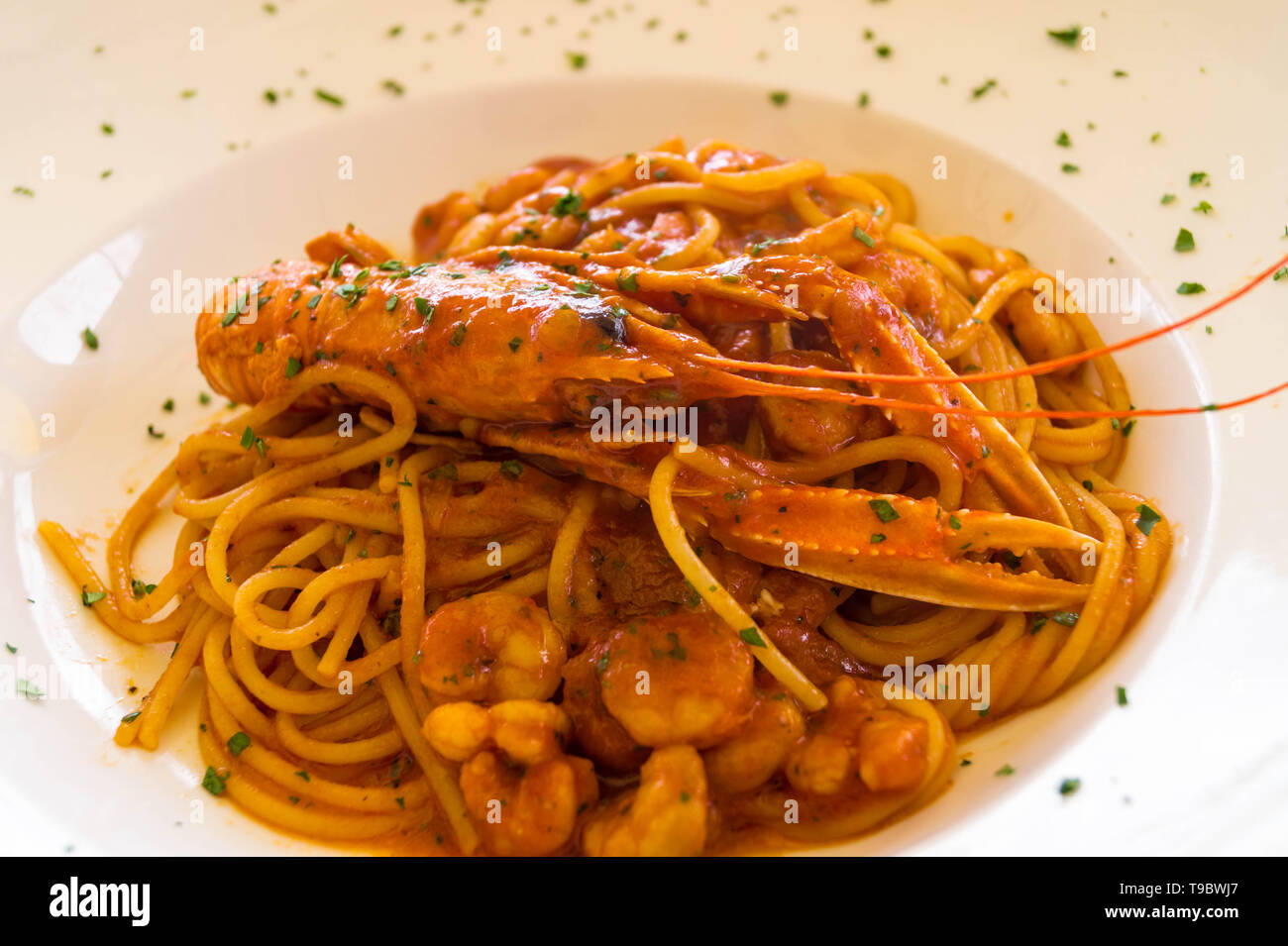 Spaghetti alla busara an Italien specialty Stock Photo - Alamy