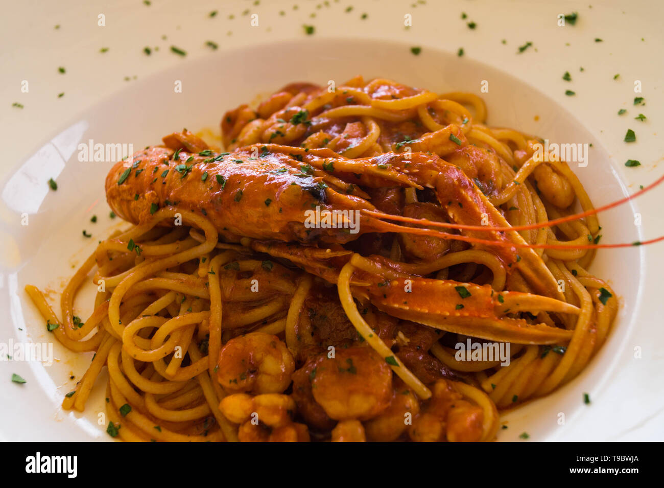 Spaghetti alla busara an Italien specialty Stock Photo - Alamy
