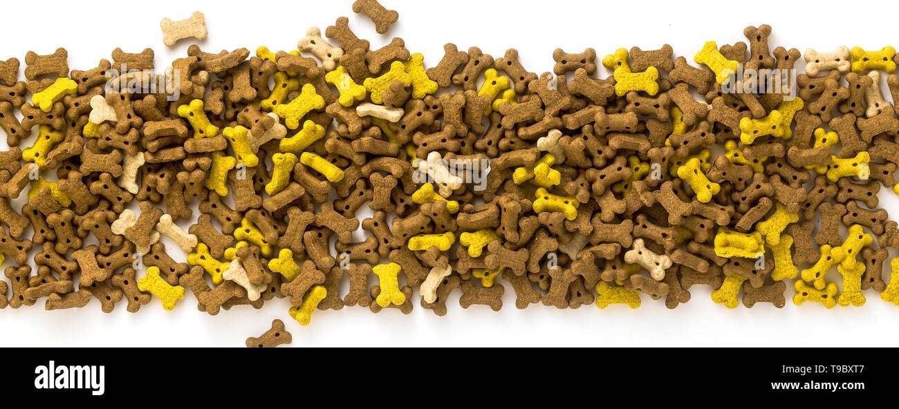banner of dry animal pet food isolated on white background Stock Photo ...