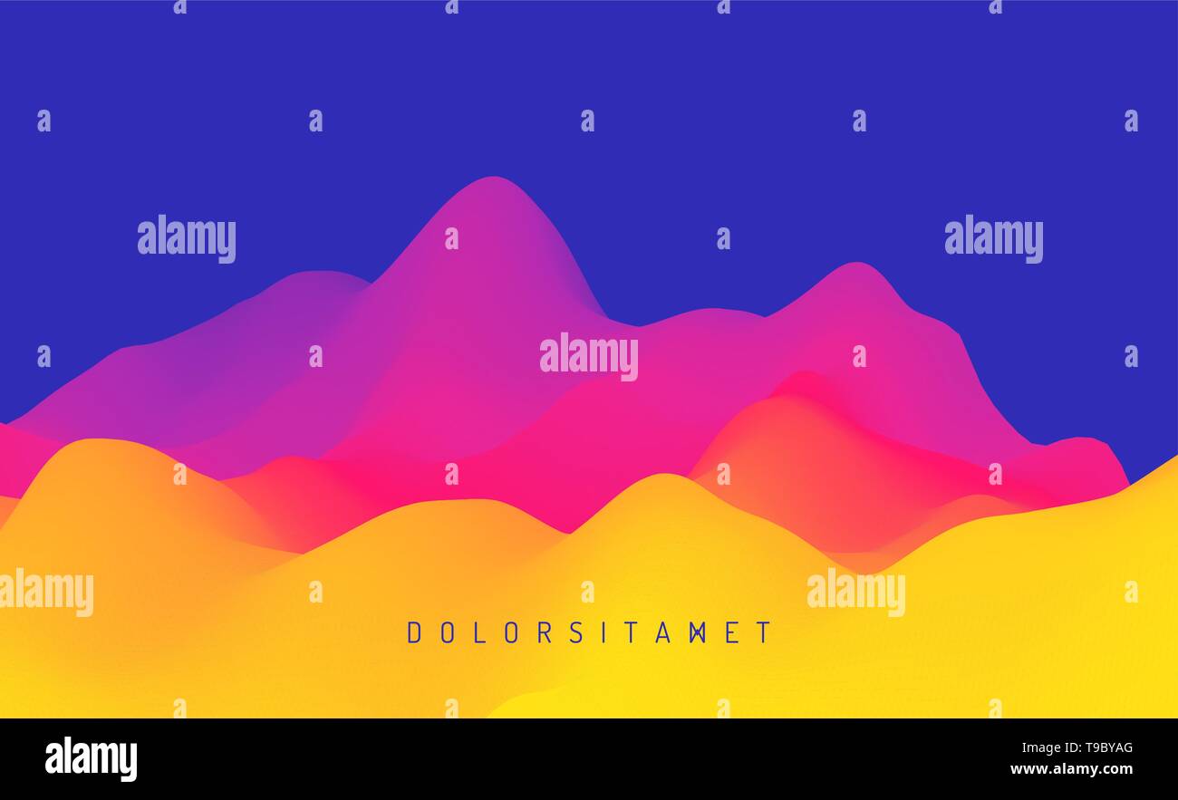 Mountain landscape. Mountainous terrain. Vector illustration. Abstract ...