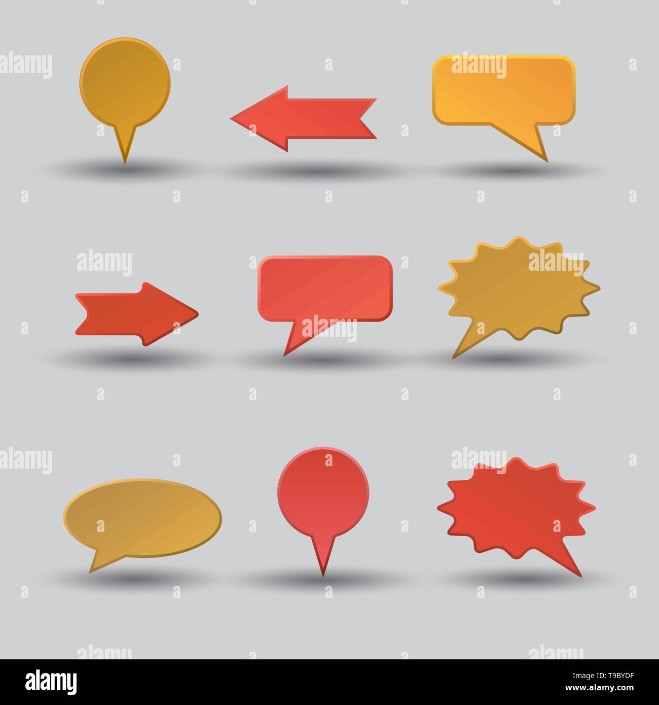 illustration of set different advertising bubbles shapes with shadows ...