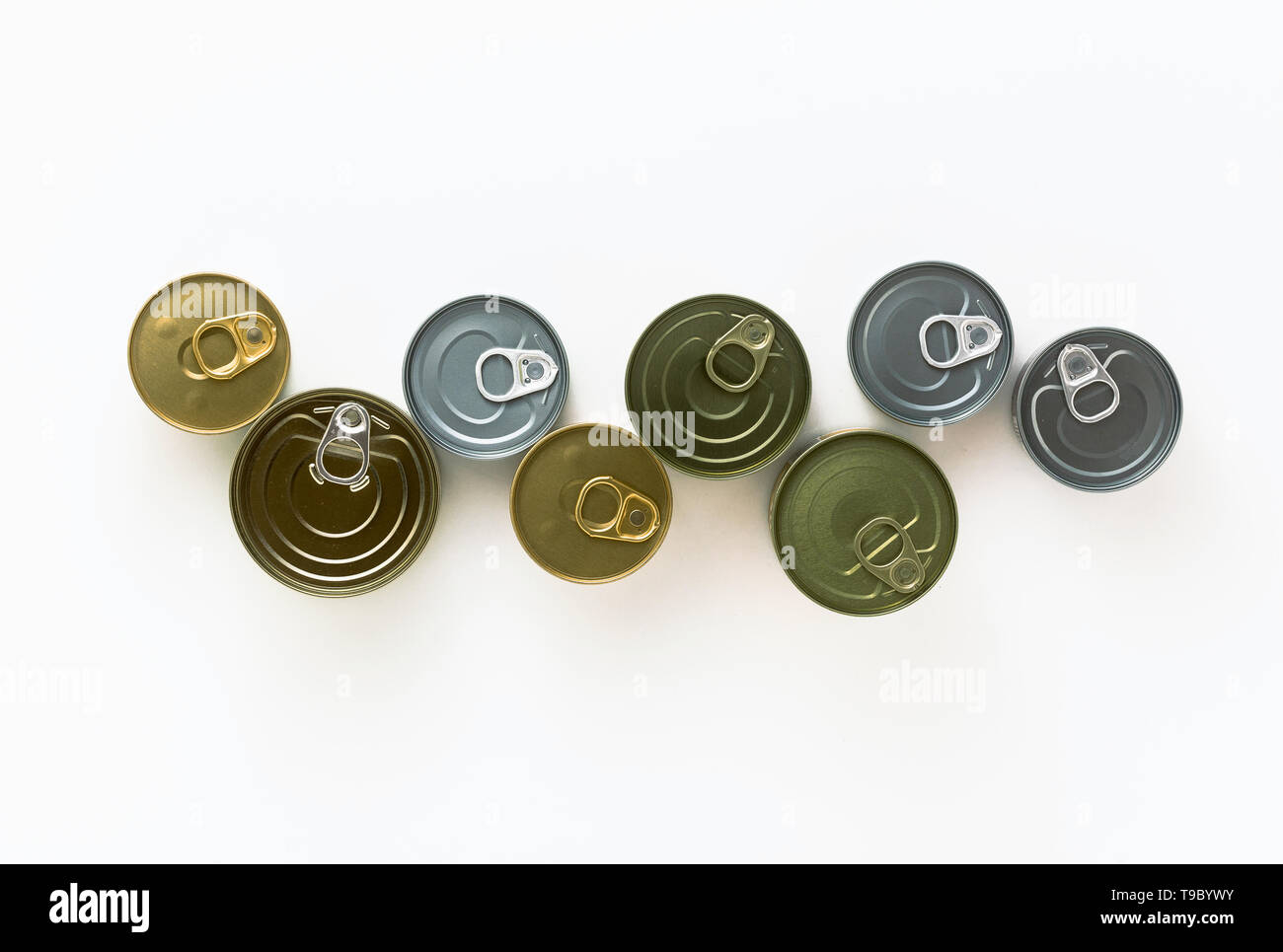 cans on a white background. view from above. copy space Stock Photo - Alamy
