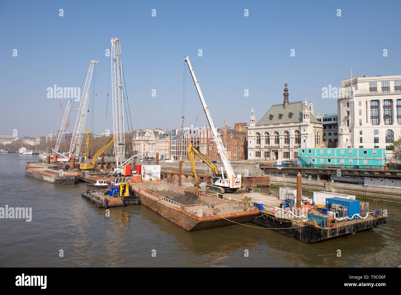 Construction work on the River Thames in London, England Stock Photo ...