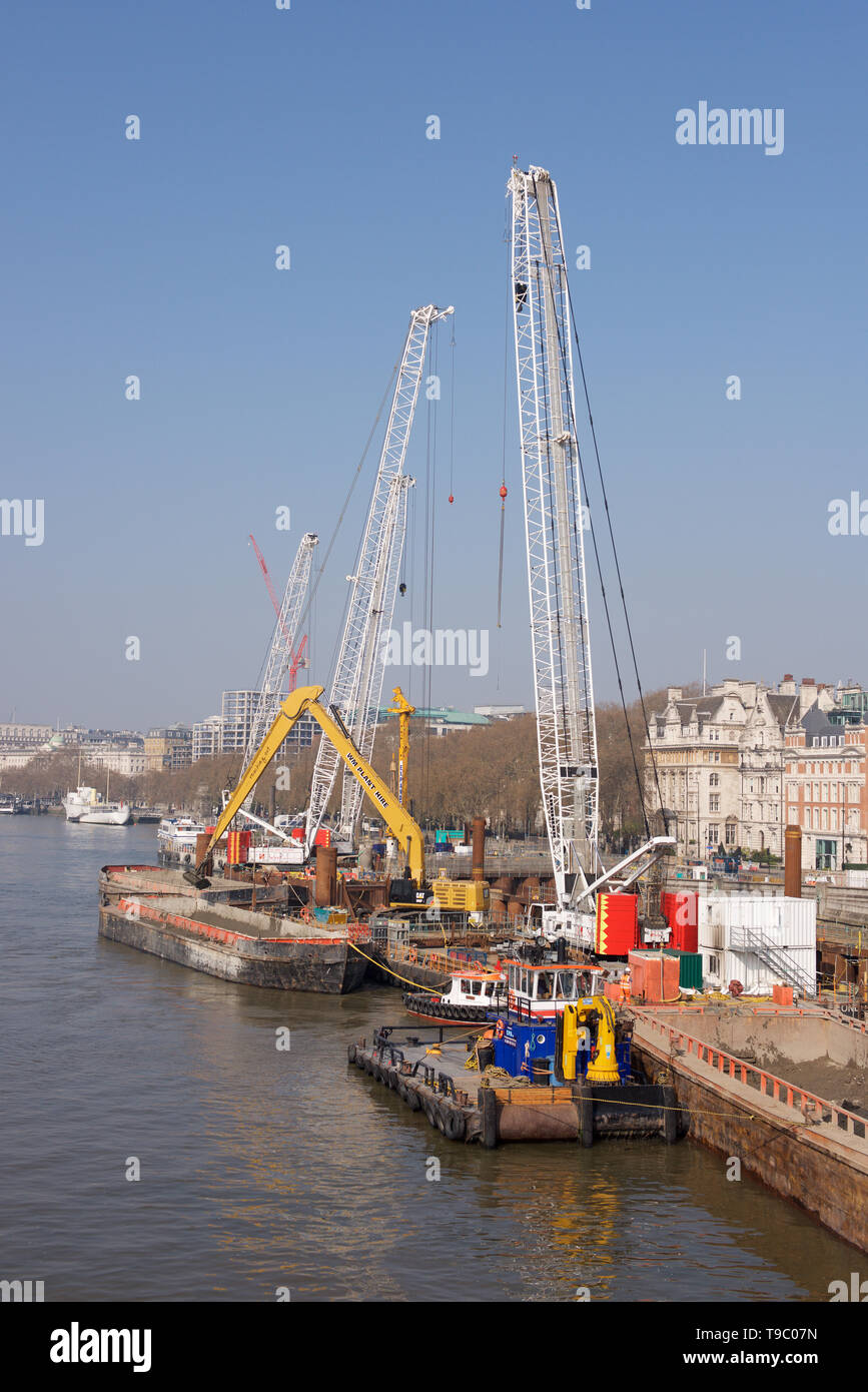 Construction work on the River Thames in London, England Stock Photo ...