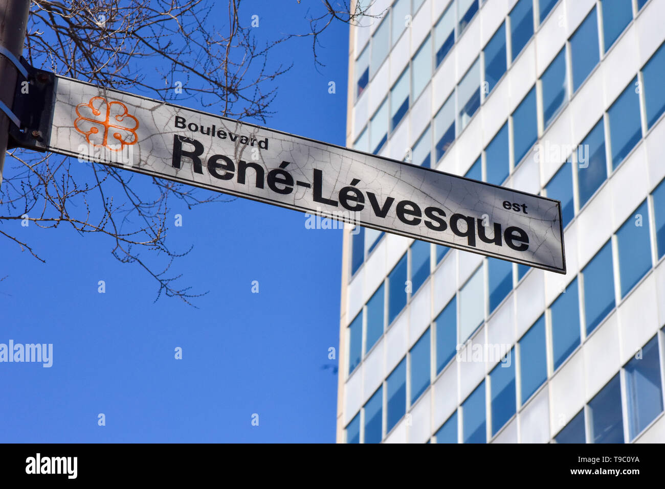 French street sign, downtown Montreal Stock Photo - Alamy