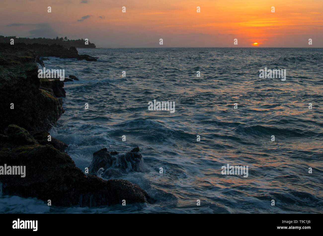 Lovely sunset at the north coast of the Dominican Republic Stock Photo ...