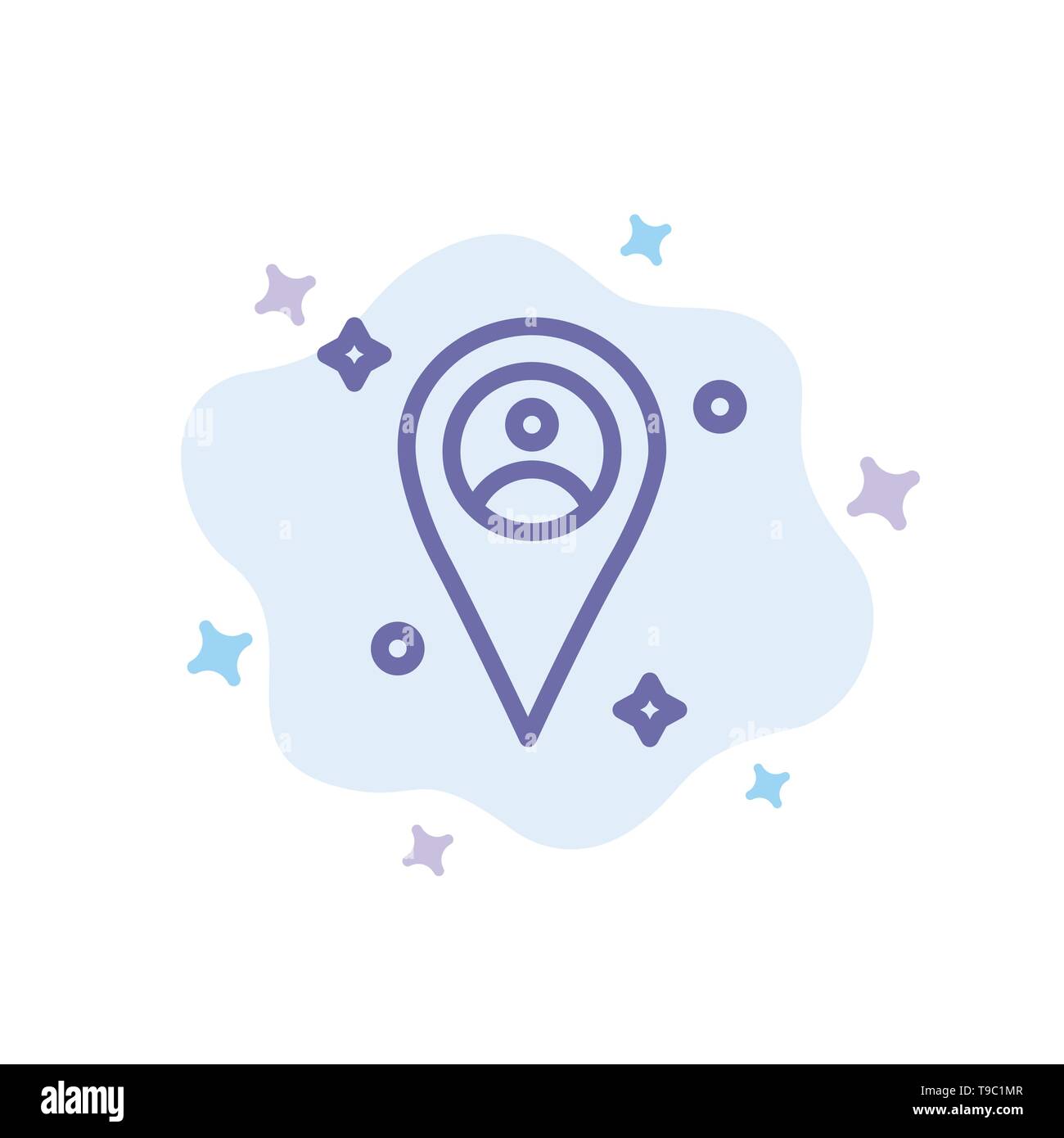 Location, Map, Man Blue Icon on Abstract Cloud Background Stock Vector ...