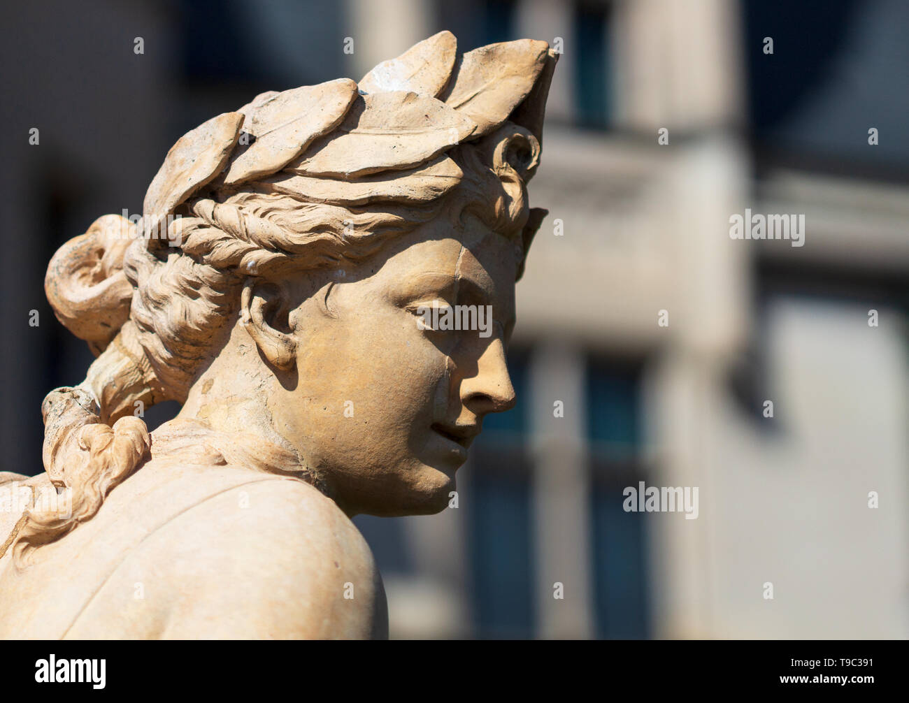 A close-up of the 17th century terra cotta statue of Hamadryad, by ...