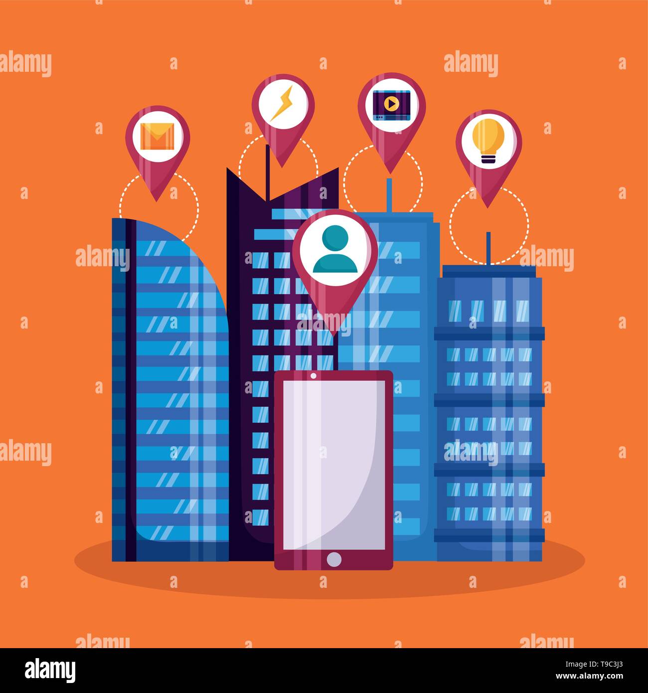 Network smart city urban development vector business internet hi-res ...