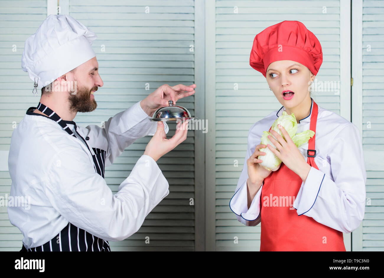 Romantic couple. secret ingredient by recipe. cook. Menu planning ...