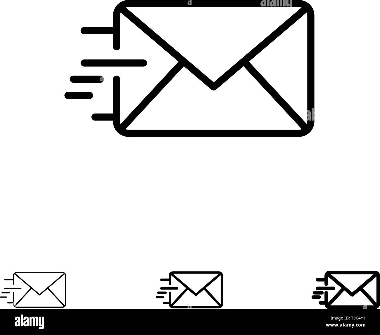 Email, Mail, Message Bold and thin black line icon set Stock Vector ...