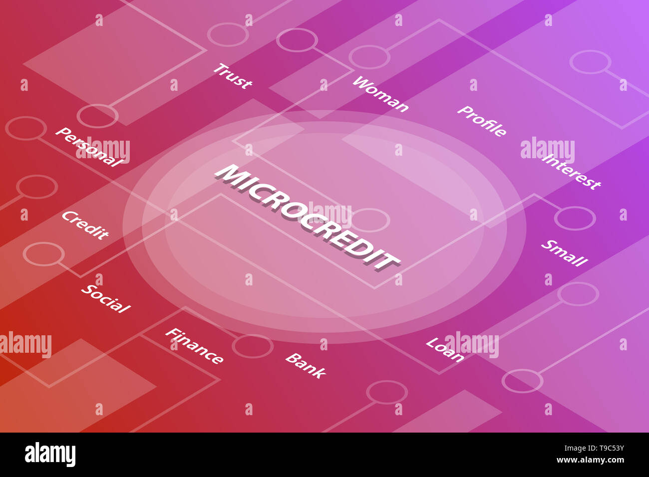 microcredit words isometric 3d word text concept with some related text ...