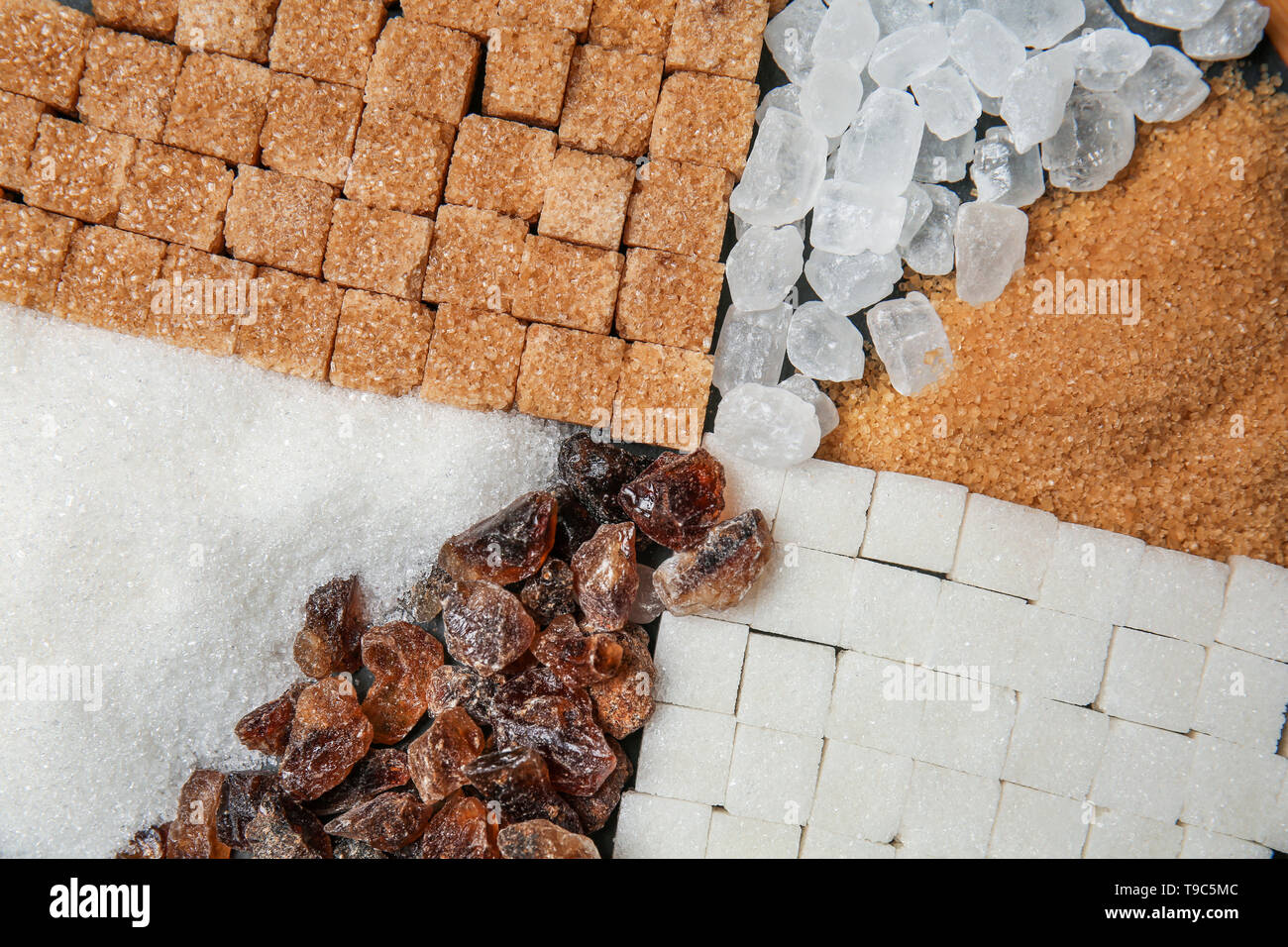 Different kinds of sugar, top view Stock Photo - Alamy