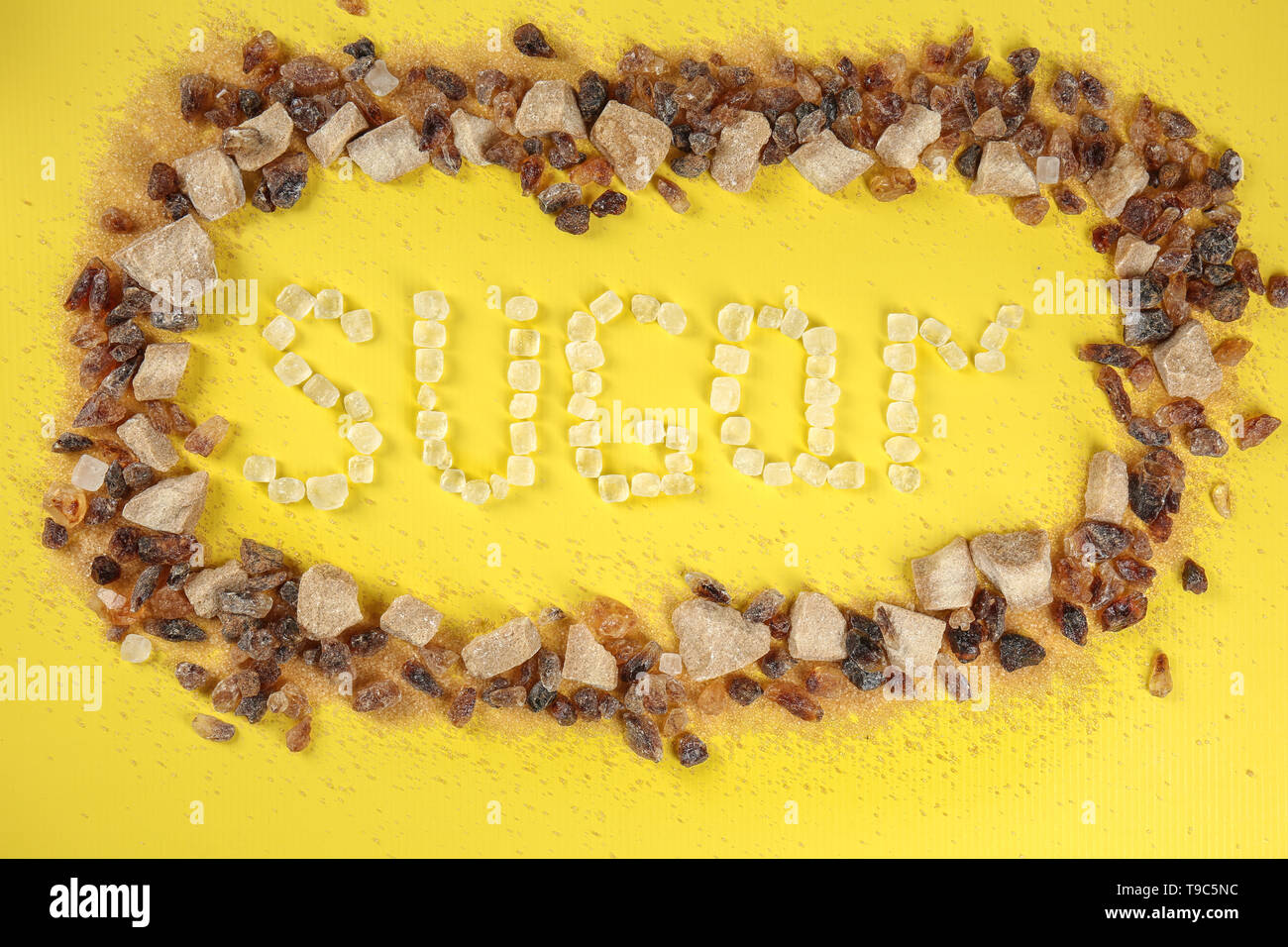 Composition with word SUGAR on color background Stock Photo - Alamy