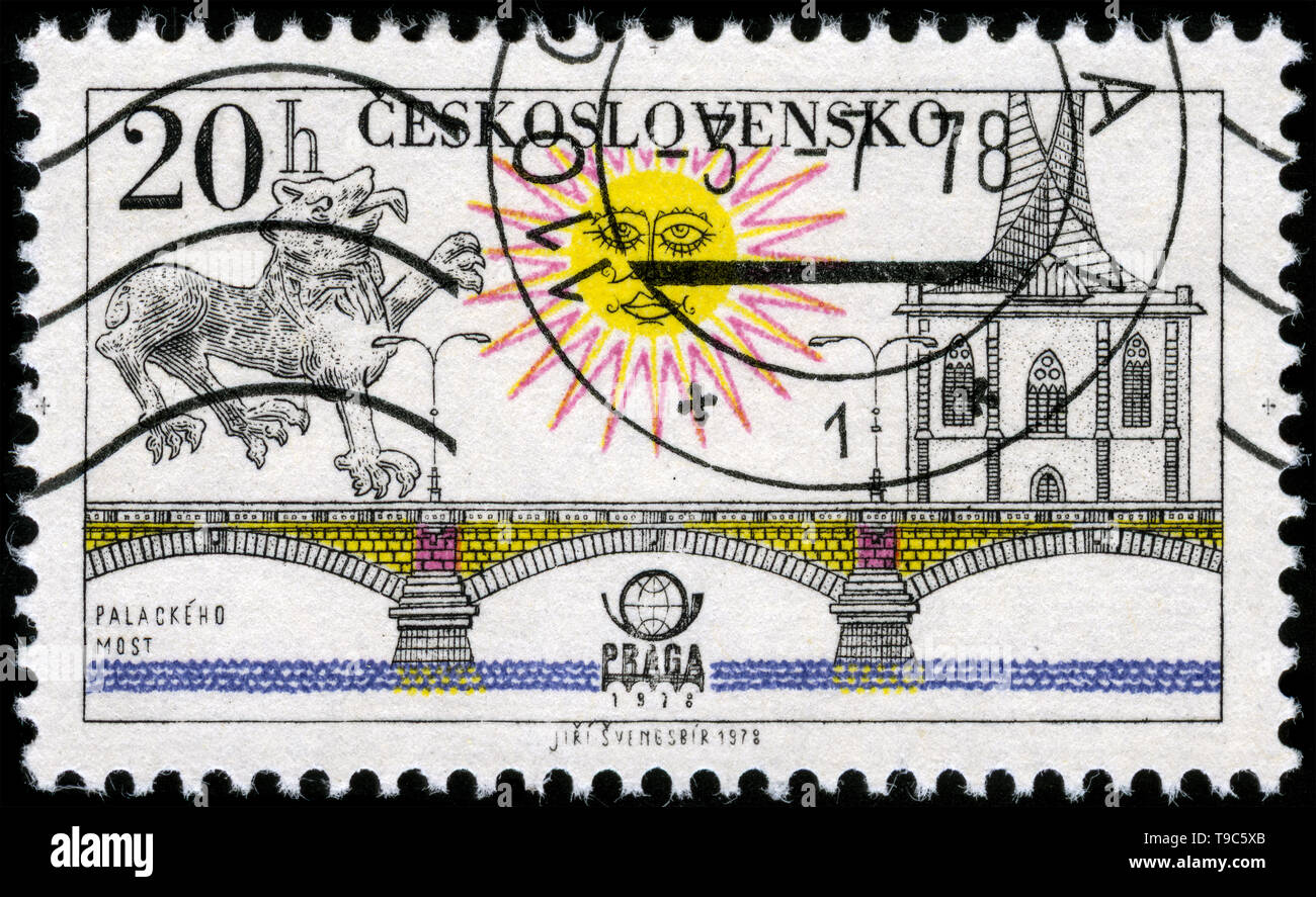 Postage stamp from the former state Czechoslovakia in the Prague ...