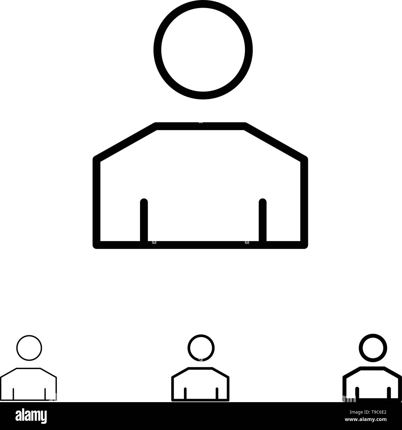 Avatar, Male, People, Profile Bold and thin black line icon set Stock ...