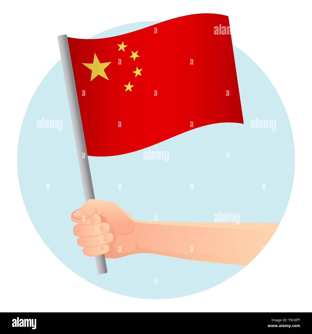China flag in hand. Patriotic background. National flag of China ...