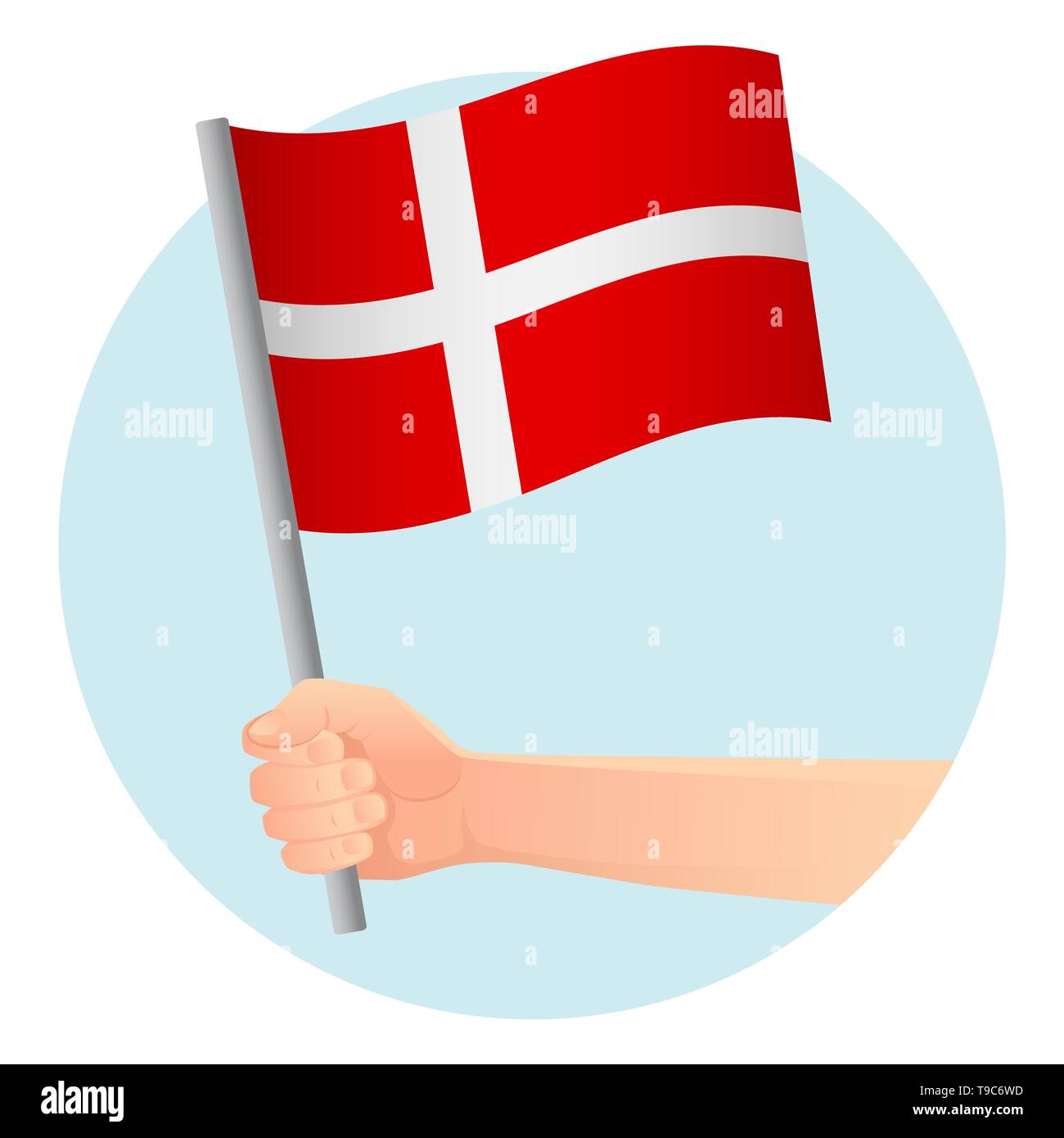 Denmark flag in hand. Patriotic background. National flag of Denmark ...