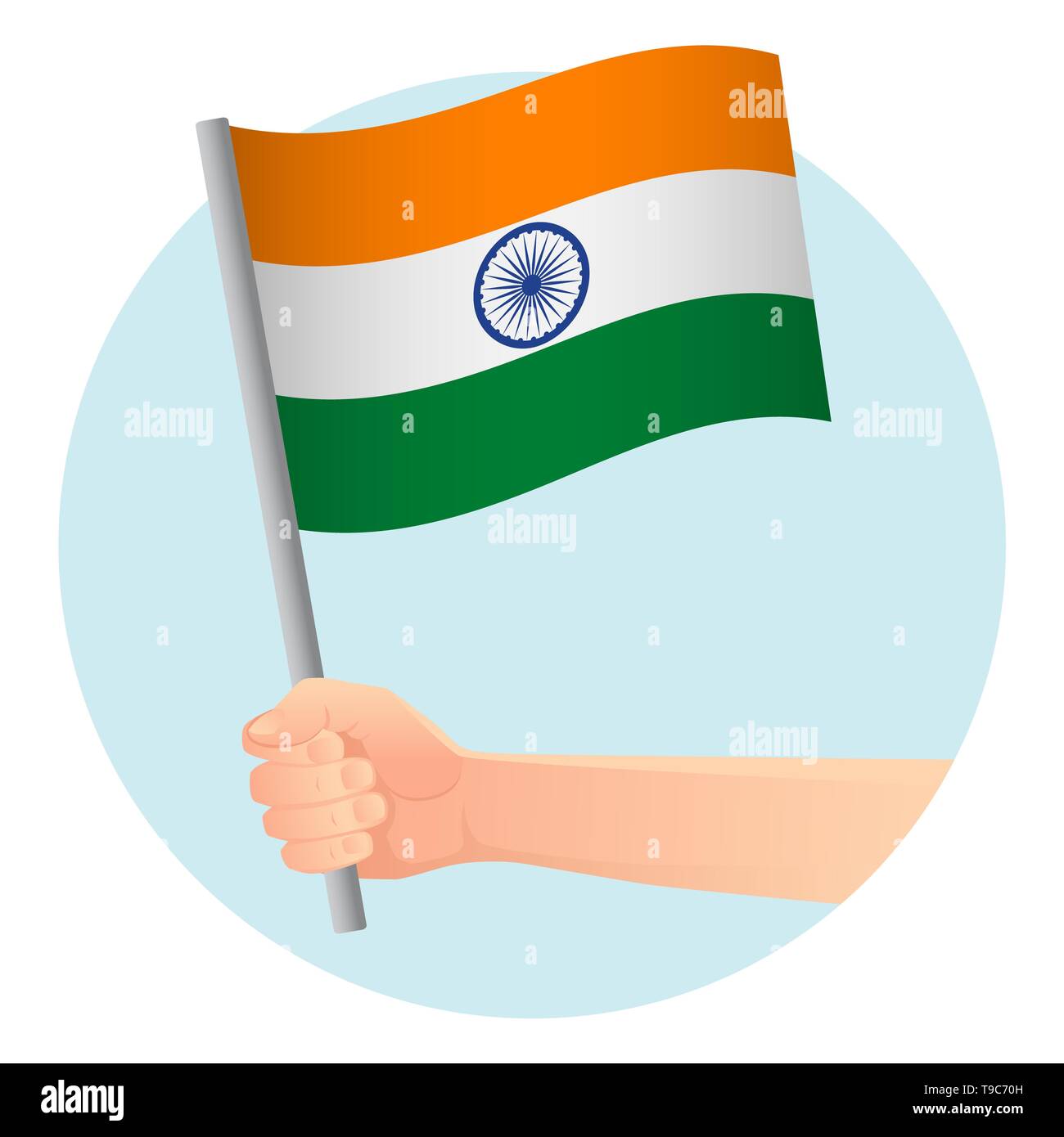 India flag in hand. Patriotic background. National flag of India ...