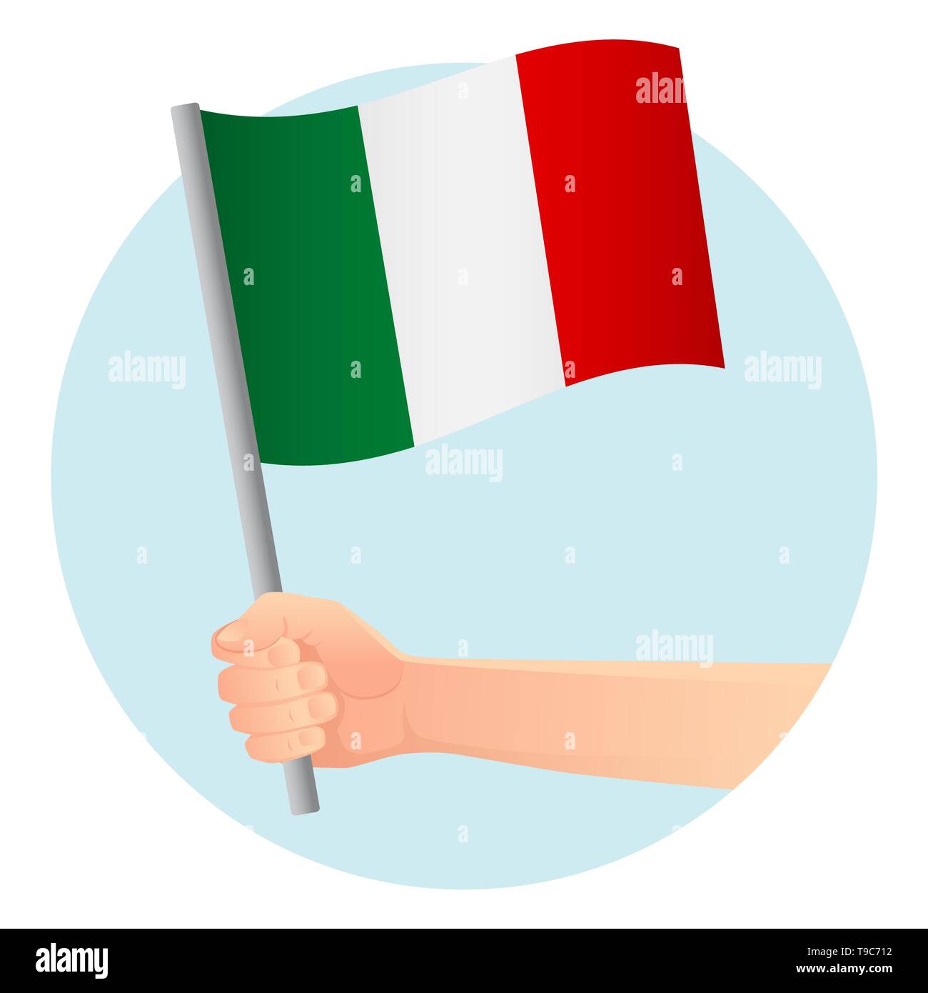 Italy flag in hand. Patriotic background. National flag of Italy ...