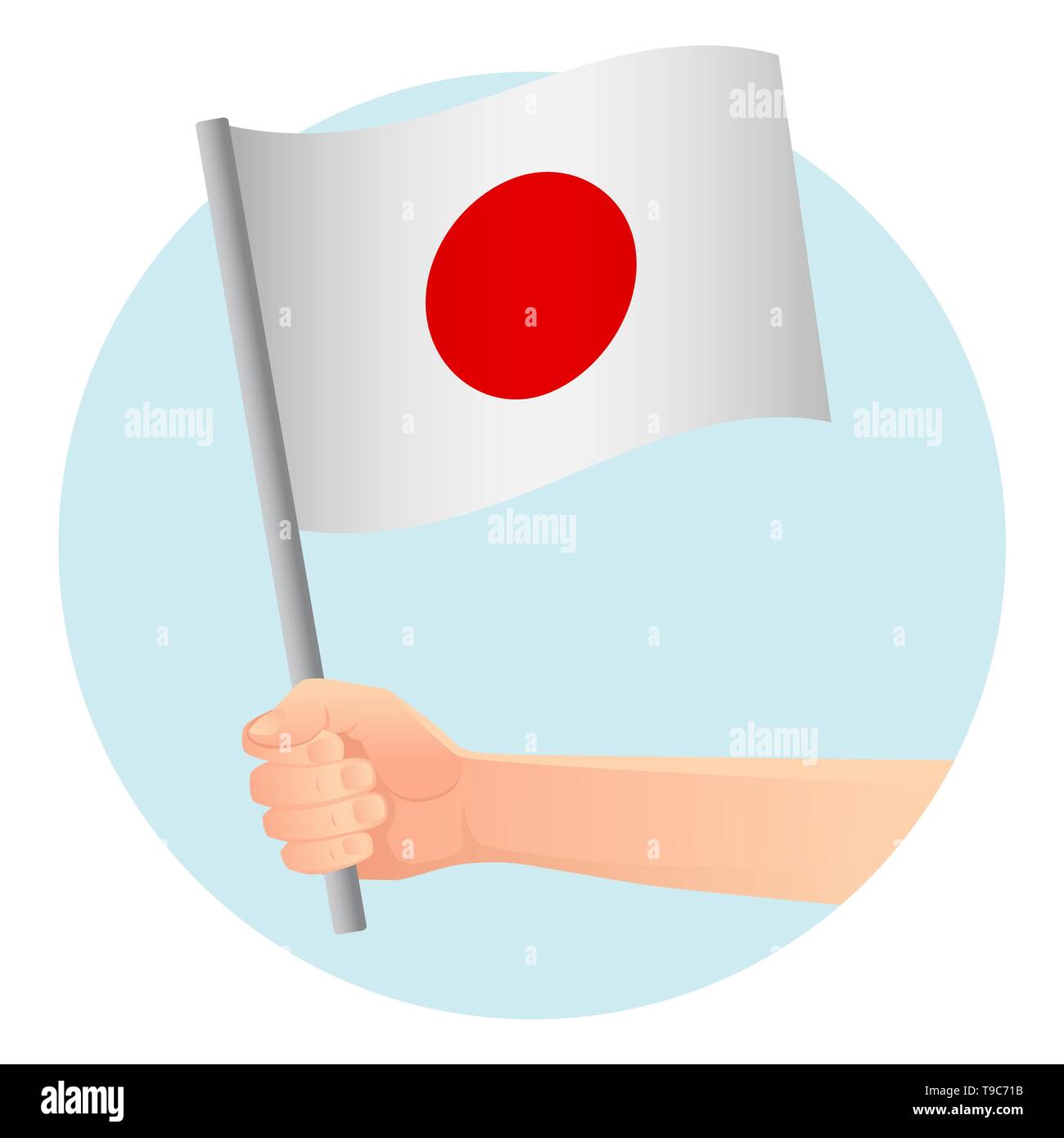 Japan flag in hand. Patriotic background. National flag of Japan ...