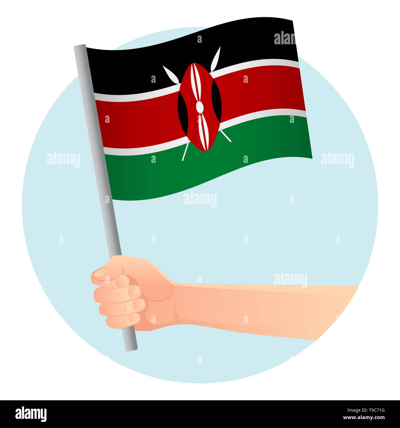 Kenya flag in hand. Patriotic background. National flag of Kenya ...