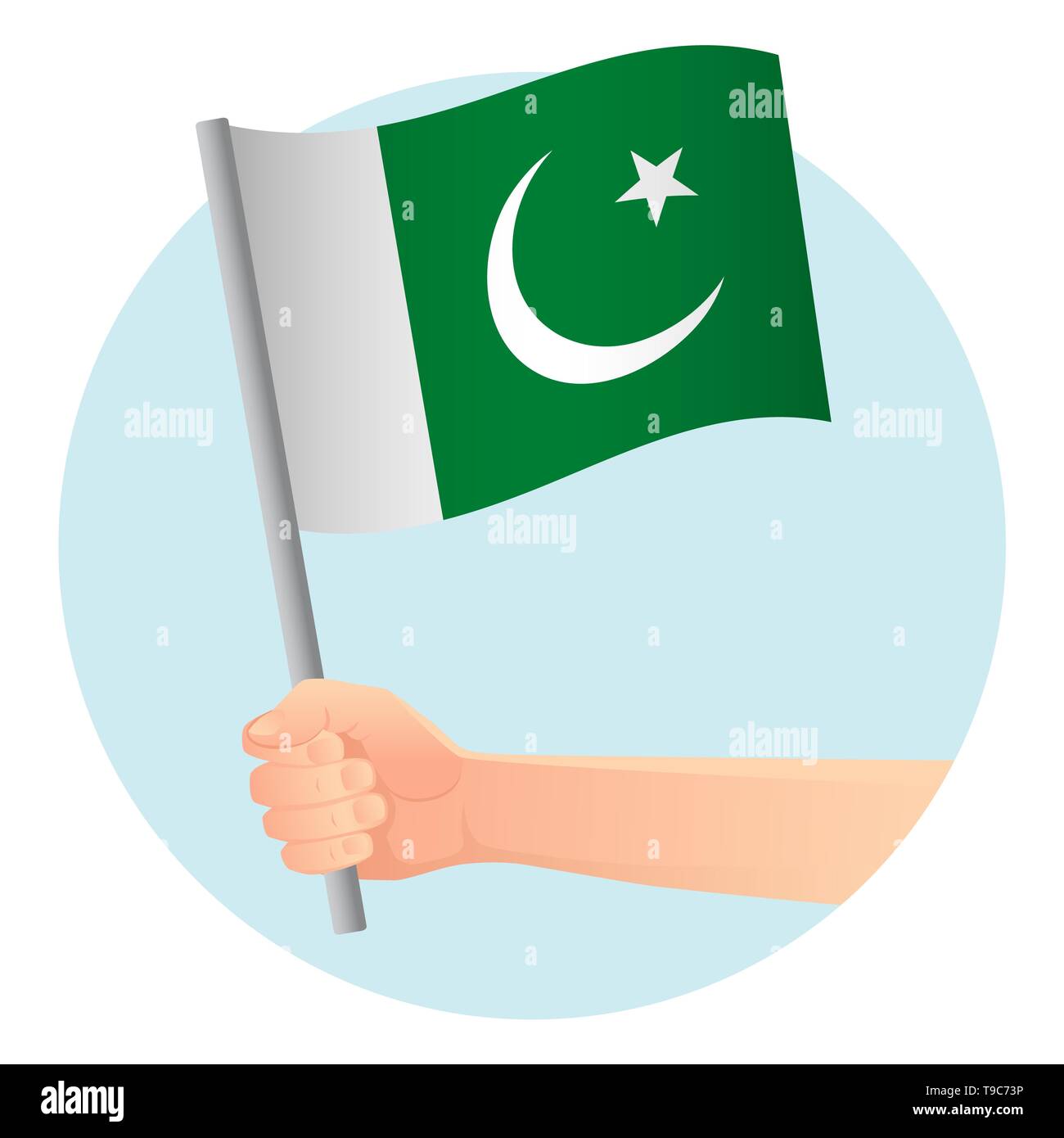 Pakistan flag in hand. Patriotic background. National flag of Pakistan ...