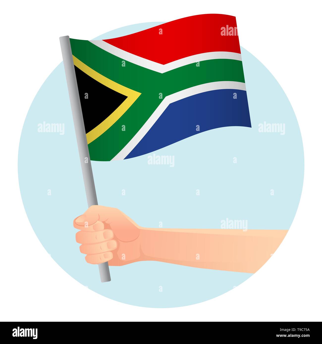 South Africa flag in hand. Patriotic background. National flag of South ...