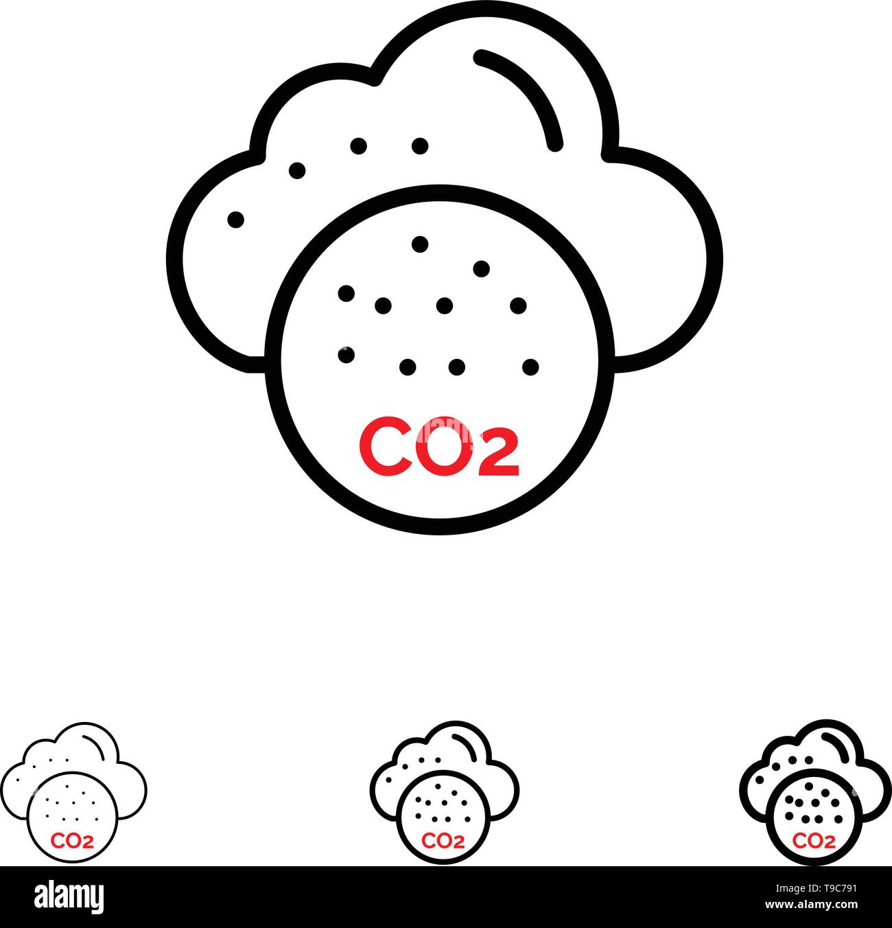 Environmental, Pollution, Co3, Industry Bold and thin black line icon ...