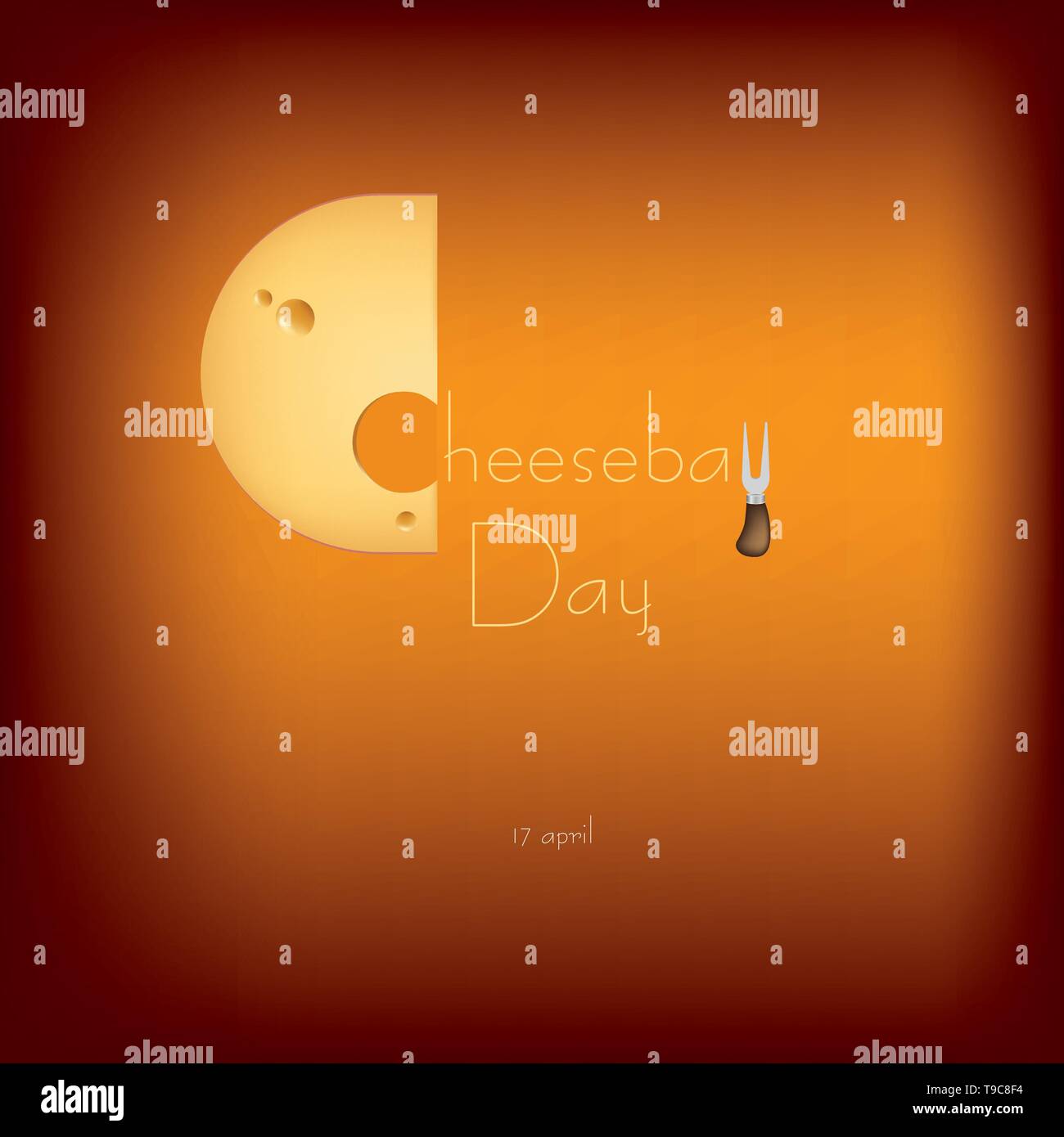 Poster for Cheese Ball Day. The holiday is celebrated on April 17 Stock ...