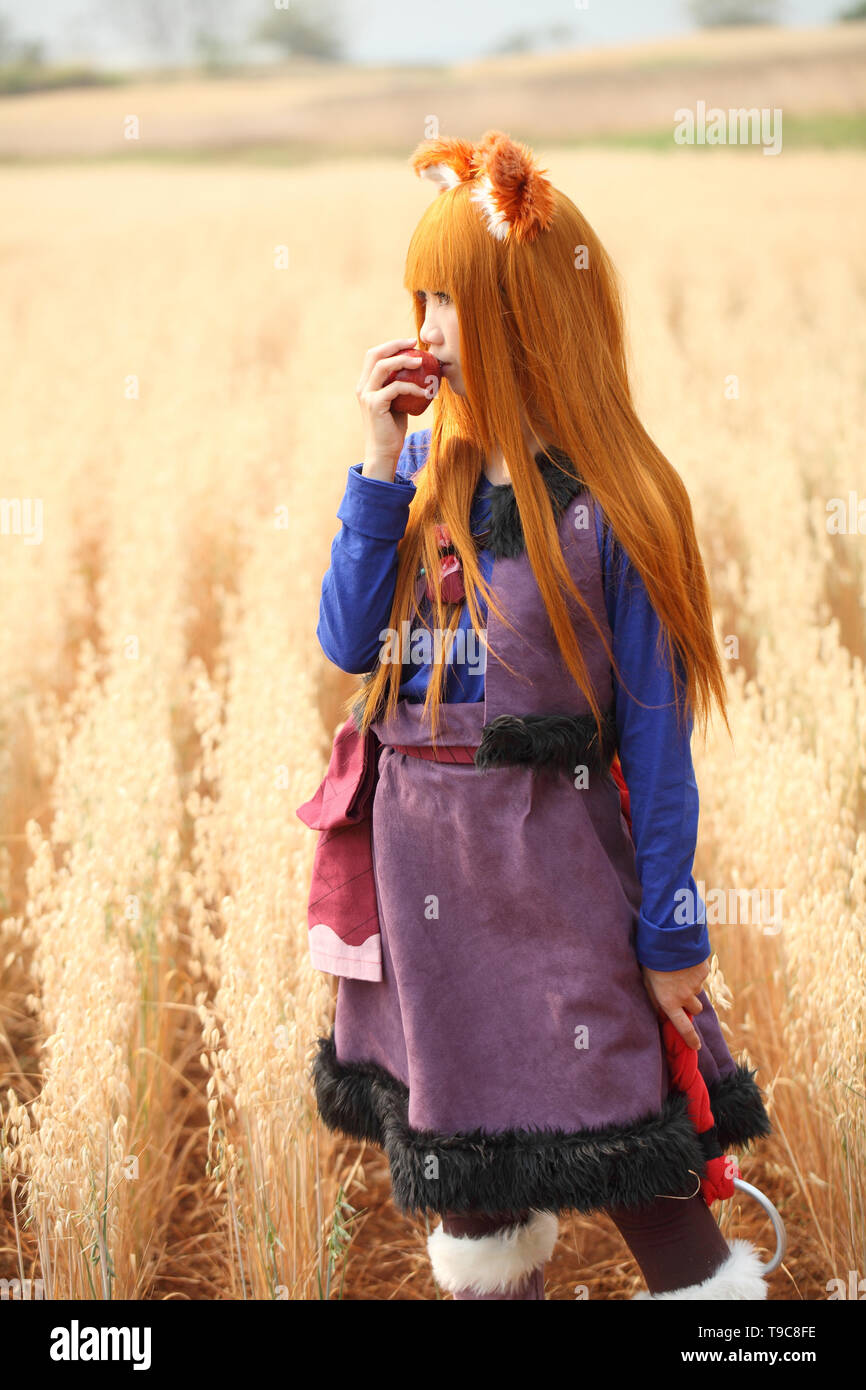 asian cosplay in wheat field Stock Photo - Alamy