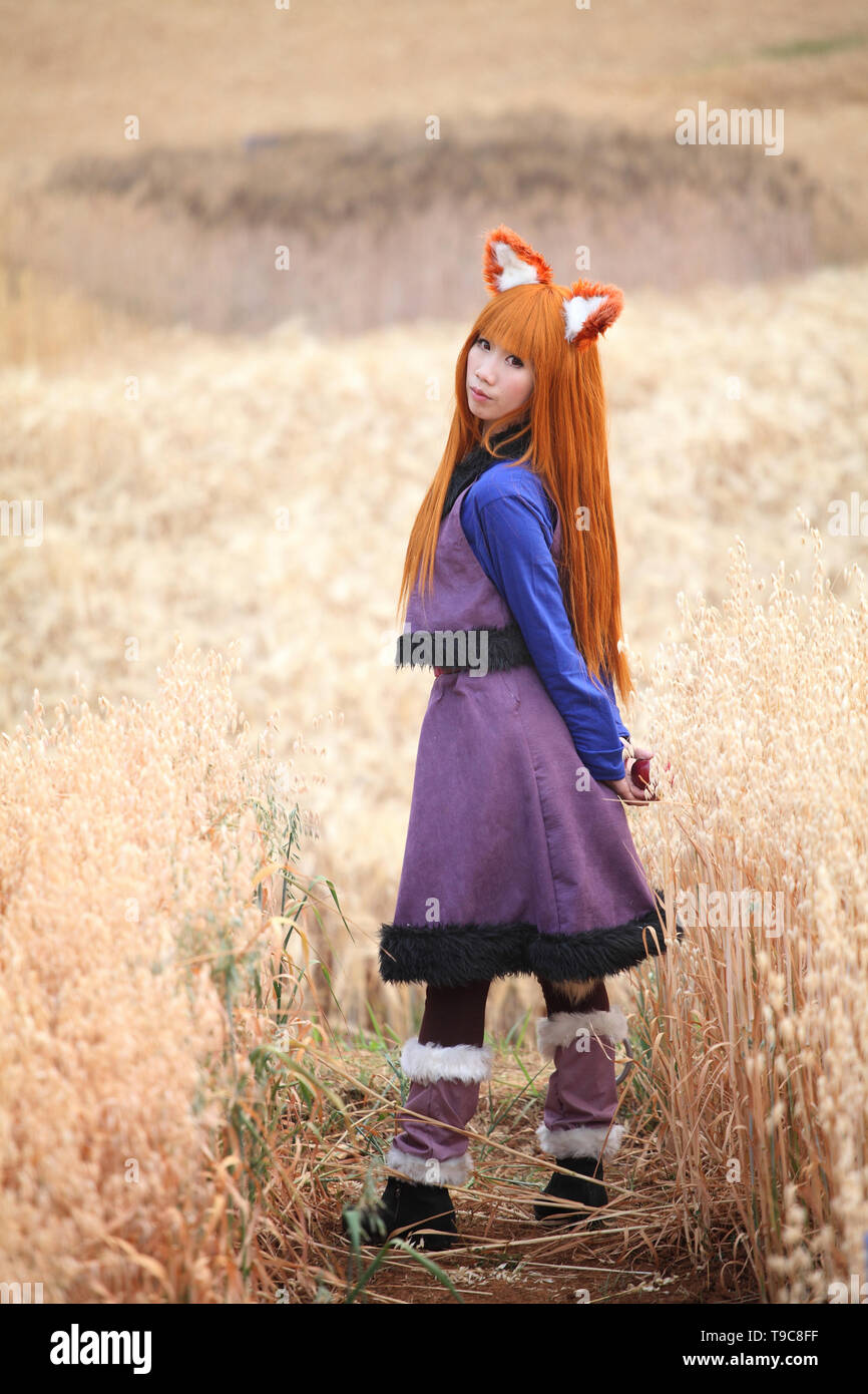 asian cosplay in wheat field Stock Photo - Alamy