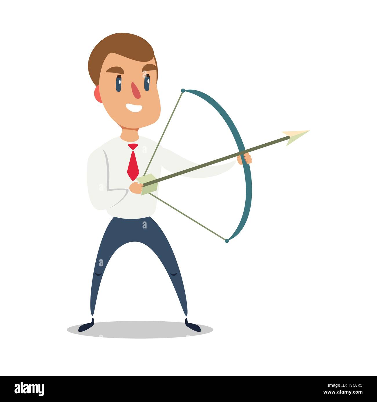 Businessman archer shoots at a target with arrow. Business concept the ...