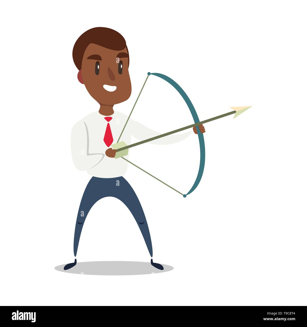 African American Archery Archer Aiming With Bow And Arrow At The
