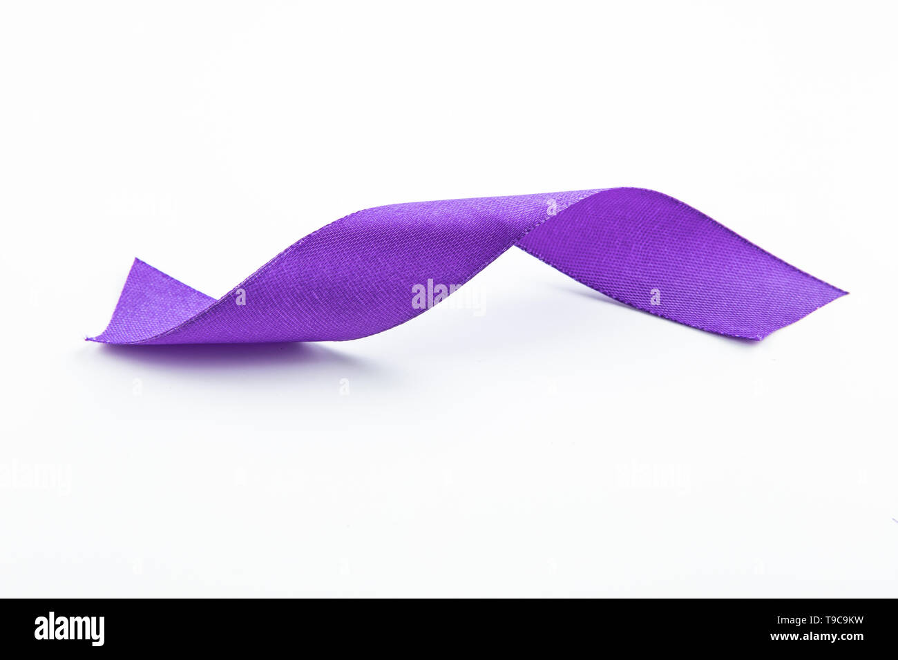 Shiny violet ribbon on white background with copy space Stock Photo - Alamy