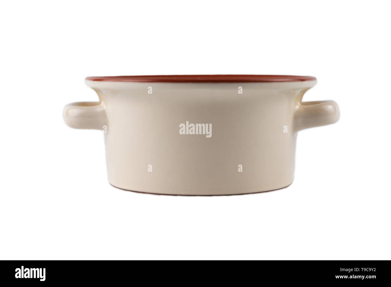 Ceramic saucepan on a white background. Front view Stock Photo - Alamy