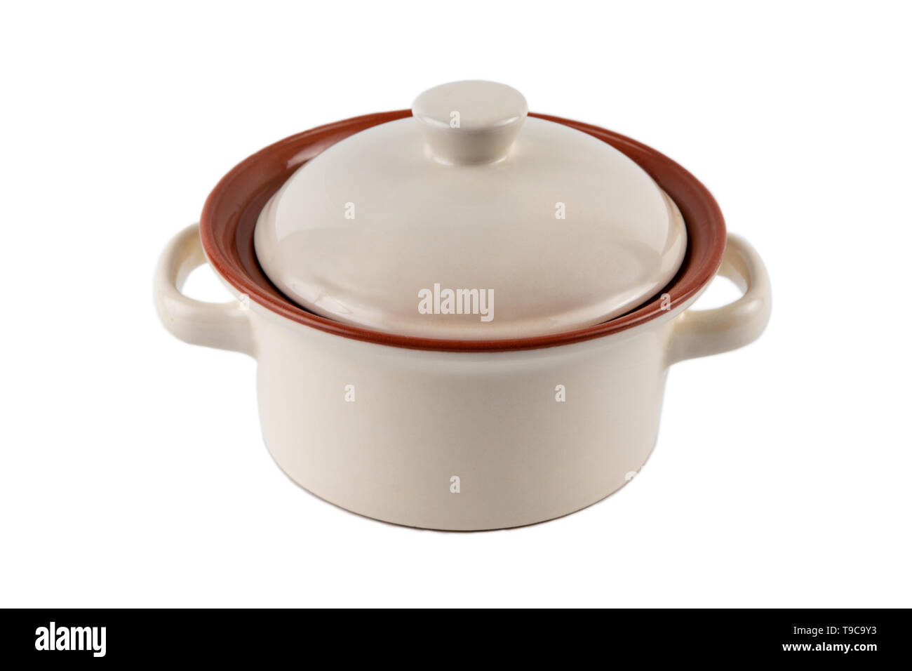 Ceramic saucepan on a white background. Front view Stock Photo - Alamy