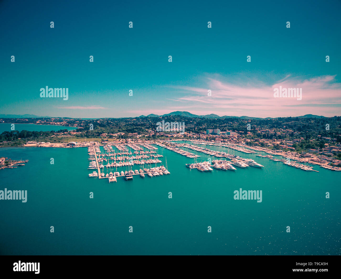 Aerial view gouvia marina in hi-res stock photography and images - Alamy