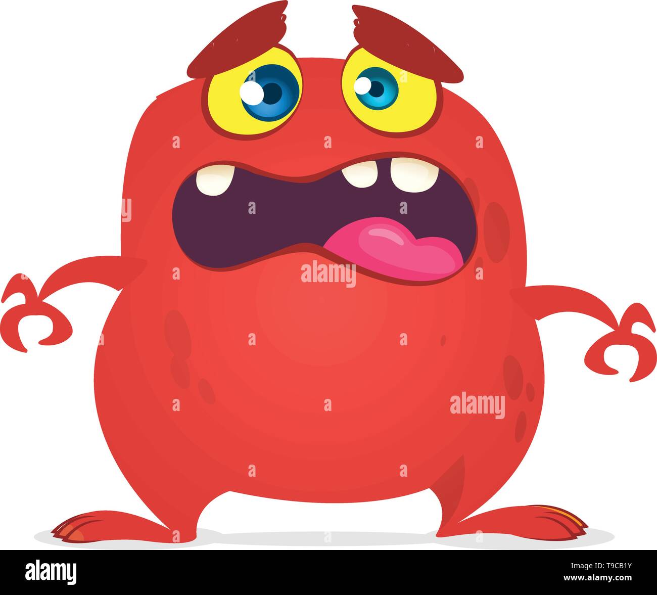 Angry cartoon red monster screanimg. Yelling angry monster expression ...