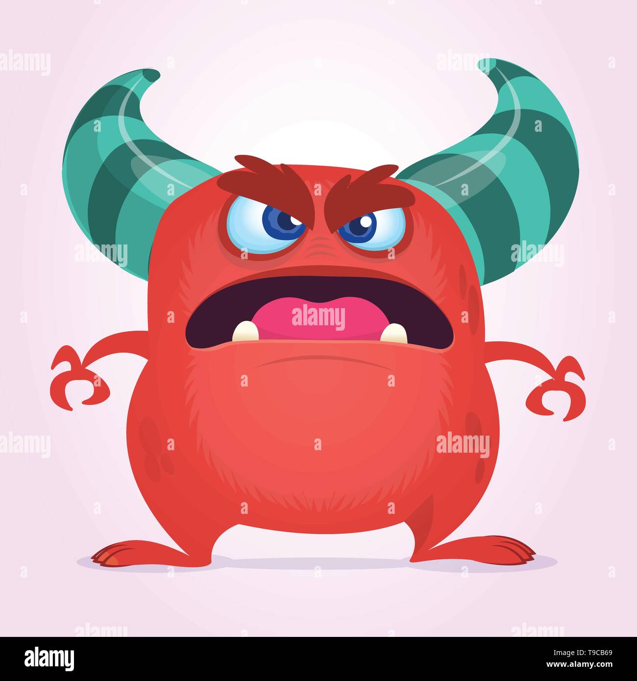 Angry cartoon red monster screanimg. Yelling angry monster expression ...