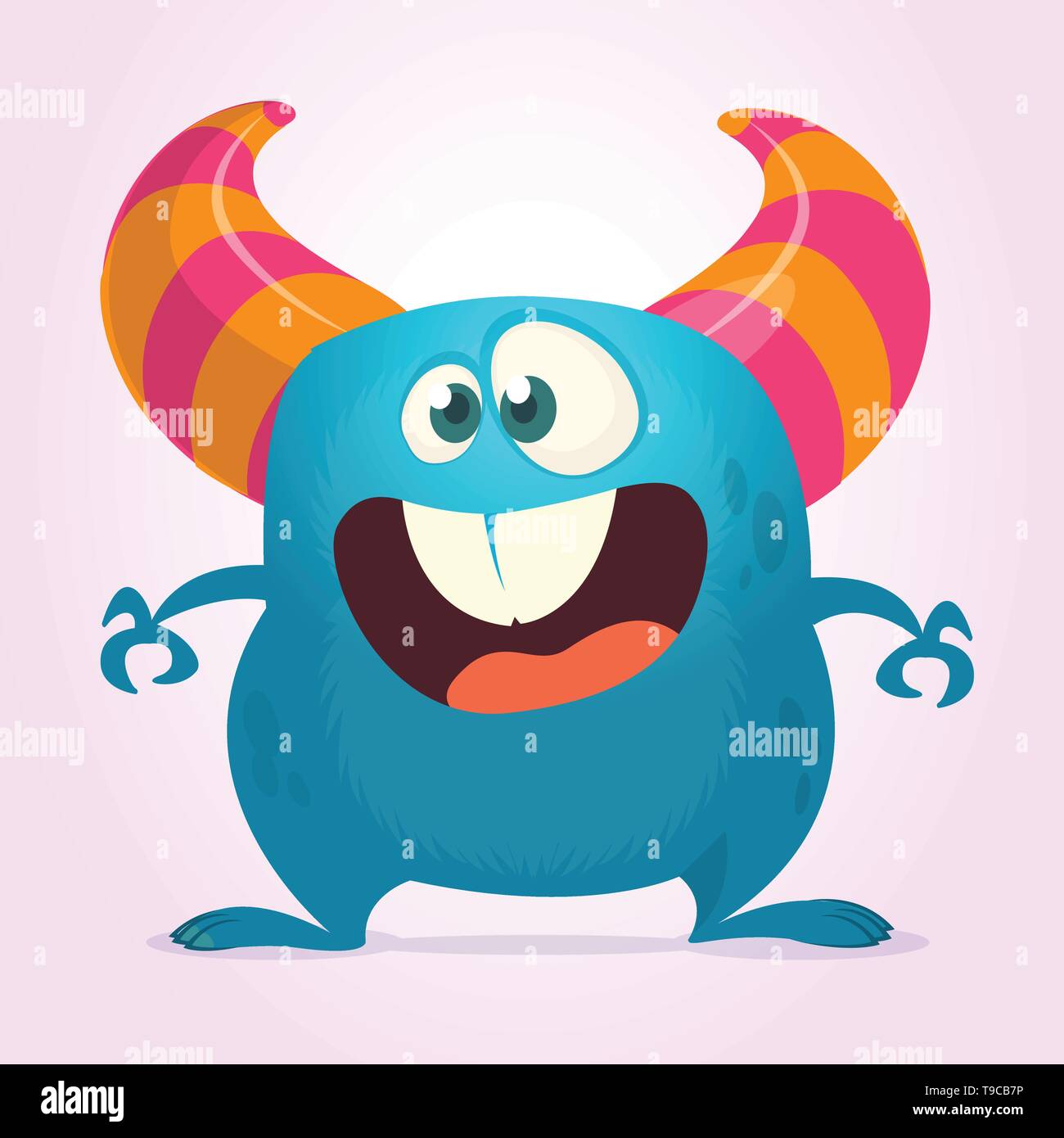 Funny cartoon monster with big mouth. Vector blue monster illustration ...